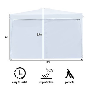 Pop Up Gazebo Tent 10x10 Outdoor Canopy, Instant Shelter w/Adjustable Height, Steel Frame Permanent Pavilion with Side Curtains & Zippered Door, Sunshade for Garden, Patio, Lawns, Beach, White