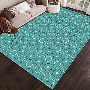 PeeNoke Retro Abstract Atomic Era Area Rug Outdoor Patio Rug Play Mat Modern Floor Carpet Non-Slip Home Decor Living Room Kids Bedroom Nursery, 6x9 ft