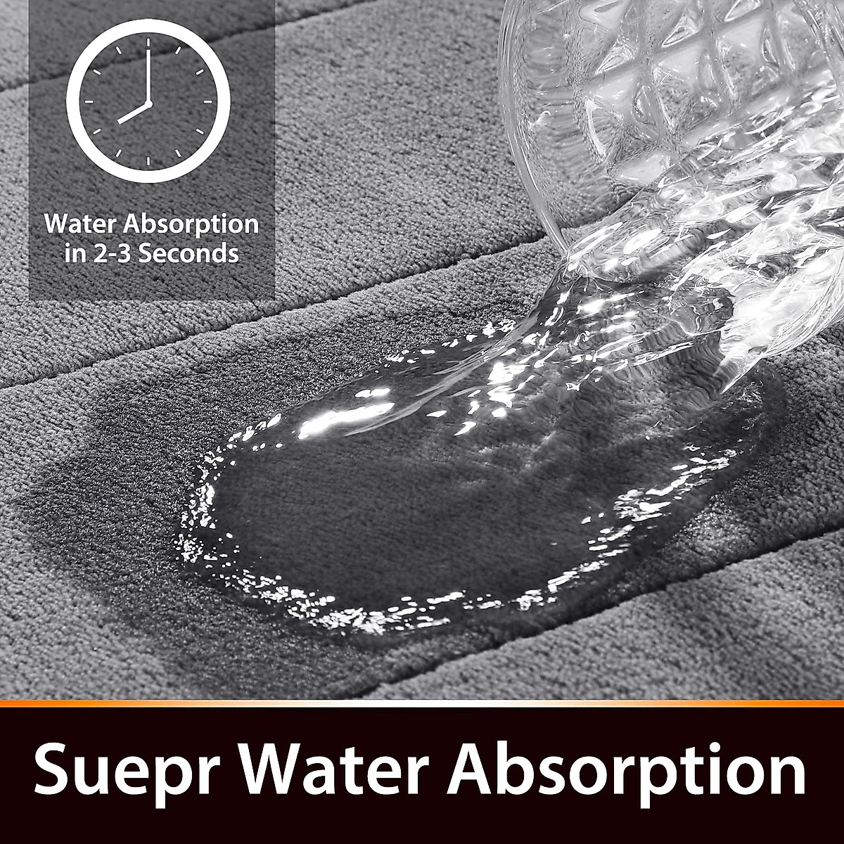 Yimobra Memory Foam Bath Mat Bathroom Rug, Runner Mats 44 x 24 Inches, Comfortable, Soft, Maximum Absorbent, Non-Slip, Thick, Machine Wash, Easier to Dry Carpet for Tub, Gray