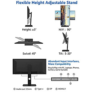 INNOCN 29" Ultrawide Monitor USB Type C 21:9 IPS Display WFHD 2560 x 1080P 350Nits 99% sRGB DP HDMI Computer Monitor, 75Hz, Split Screen, Height/Pivot Adjustable, Wall Mountable - 29C1F-D