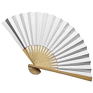 RAZZUM Decorative Folding Fans Traditional Chinese Fans Hand Held Fans Paper Bamboo Folding Fans Handheld Folded Fan for Church Wedding Hand Holding Fans Decor Fan