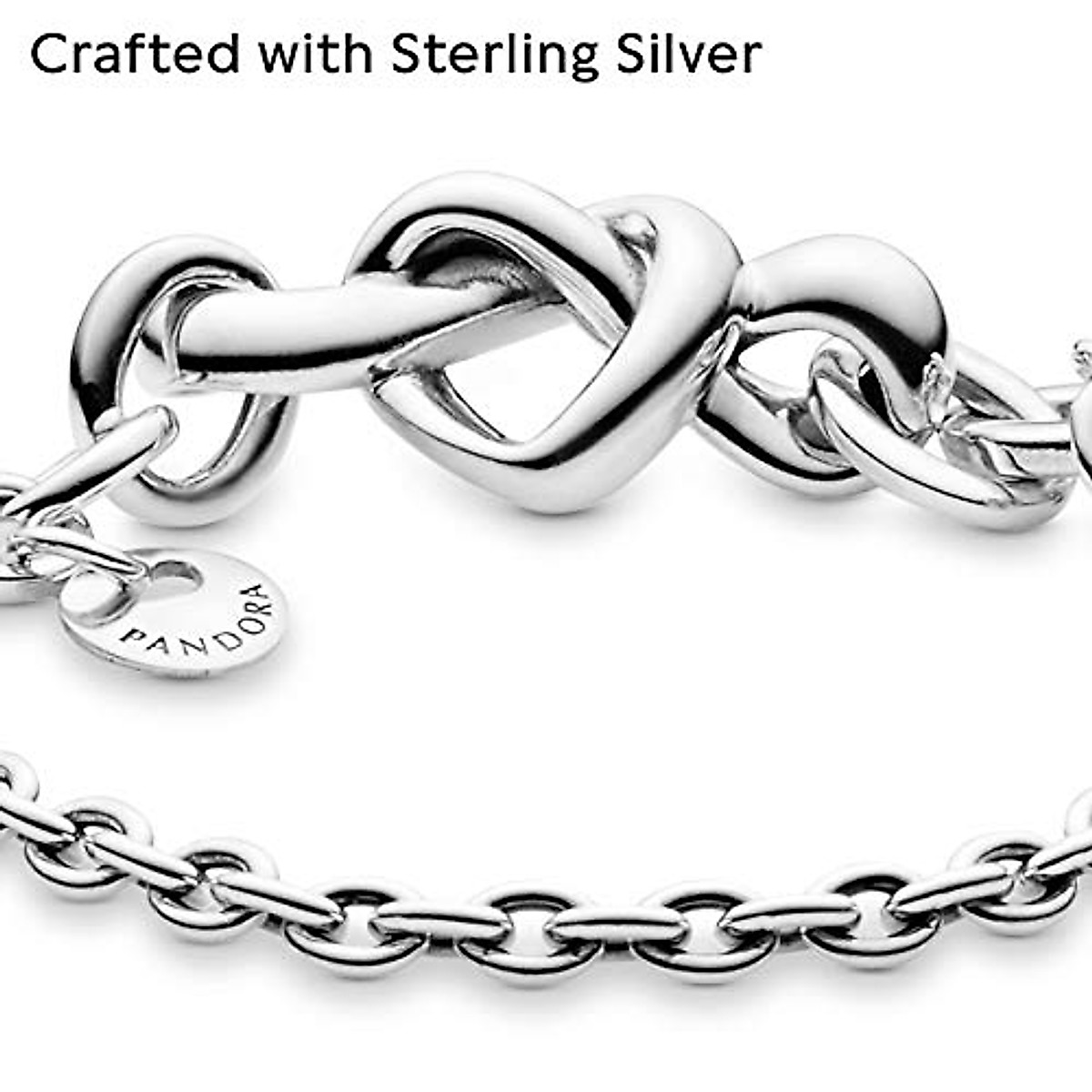 Pandora Jewelry Knotted Heart T-Bar Sterling Silver Bracelet, 7.1"