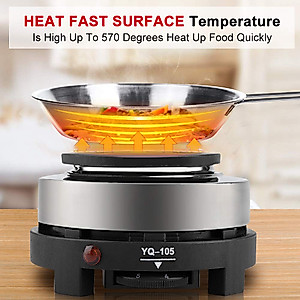 Silver,Black Small Hot Plate,Hot Plate Electric Stove, Portable 500W Electric Mini Stove Hot Plate Multifunction Home Heater Portable Single for Milk Water Coffee Heating (US Plug