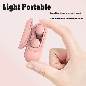 Xmenha Pink Invisible Earbuds Wireless Bluetooth Smallest Tiny Mini Hidden Earbuds for Work Small Ears Earplug Headphones Women Workout Cute Kawaii Girls Gaming Sleep Headphones Micro Pink Earphones