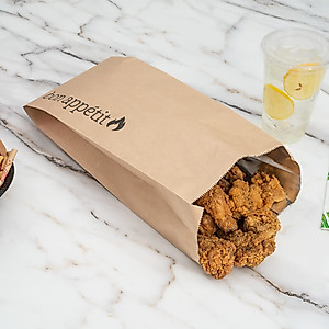 Restaurantware Bag Tek 6.5 x 4.1 Inch Foil Food Bags 100 Half Gallon Hot Dog Wrappers - Greaseproof Non Vented Kraft Paper Hot Food Wraps Disposable For To Go Meals