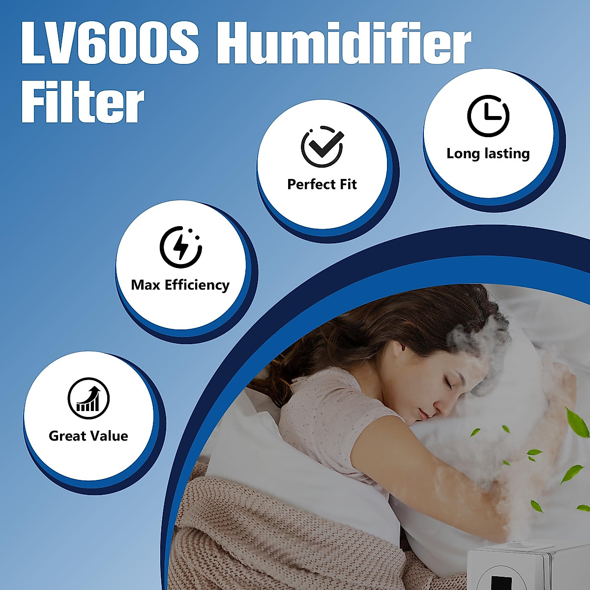 Funmit 20-Pack Top Fill Humidifier Replacement Filters for LEVOIT Classic160, Dual150, Dual200S, Classic300(S), LV600S, OasisMist 450S, Superior6000S Series Humidifiers to Improve Humidification