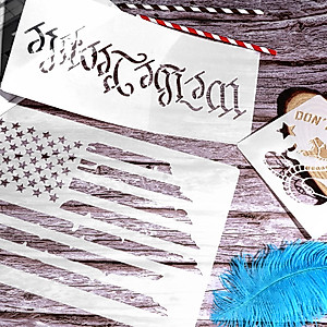 9 PCS American Flag Stencils We The People Stencil Don't Tread On Me Stencils Reusable Tracing Templates Tracing Stencils for Adults Stencils for DIY Card Albums Wall Floor Crafts Decors