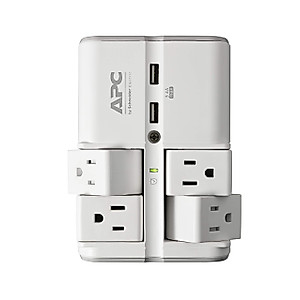 APC Wall Outlet Surge Protector with USB Ports, PE4WRU3, (4) Rotating Multi Plug Outlet, 1080 Joule Surge Protection