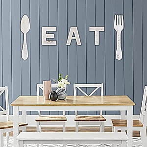 LOSOUR Farmhouse Kitchen Wall Decor, Farmhouse Decor EAT Sign + Fork and Spoon, Wooden Letters for Rustic Wall Decor (EAT Sign + Fork and Spoon)