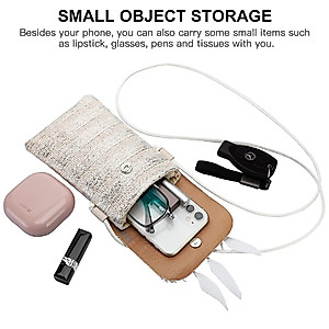 Soleebee Boho One Shoulder Crossbody Phone Bag Small Shoulder Bag Mini Wallet for Women Storage Bag Woven Leather Trim Phone Bag Compatible with Multiple Phone Sizes, Feather