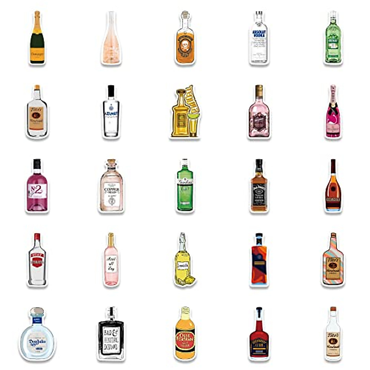 Food Stickers - 50 Pcs Candy Biscuit Coffee Ice Cream Stickers,Vinyl Waterproof DIY Decorations for Laptop Water Botter Guitar,Cocktail Beer Toast Supplies,Lollipop Vegetable Decor for Teens Adults (Alcohol stickers)