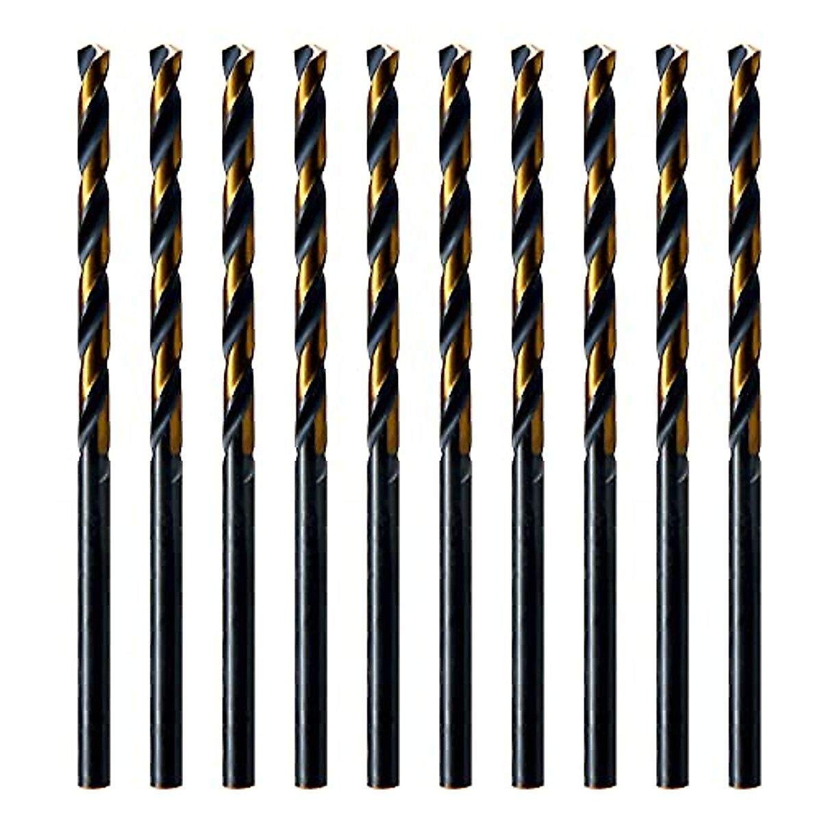 MAXTOOL 7/64" 10pcs Identical Jobber Length Drills HSS M2 Twist Drill Bits Fully Ground Black & Bronze Straight Shank Drills; JBF02H10R07P10