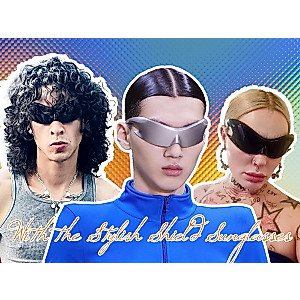 FEISEDY Futuristic Sunglasses, Fashion Alien Y2K Wrap Around for Women Men B4135