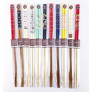 Set of 3 Assorted Cooking Chopsticks, Made in Japan, Natural Bamboo Saibashi, 13inches, Cute Shiba Inu Pattern, Traditional Japanese pattern, Simple Modern Pattern, Colorful Pattern