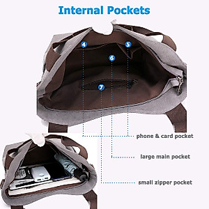 DOURR Hobo Handbags, Canvas Crossbody Bags for women Fashion Crossover Purse Cotton Shoulder Bag (Purple Coffee-01)