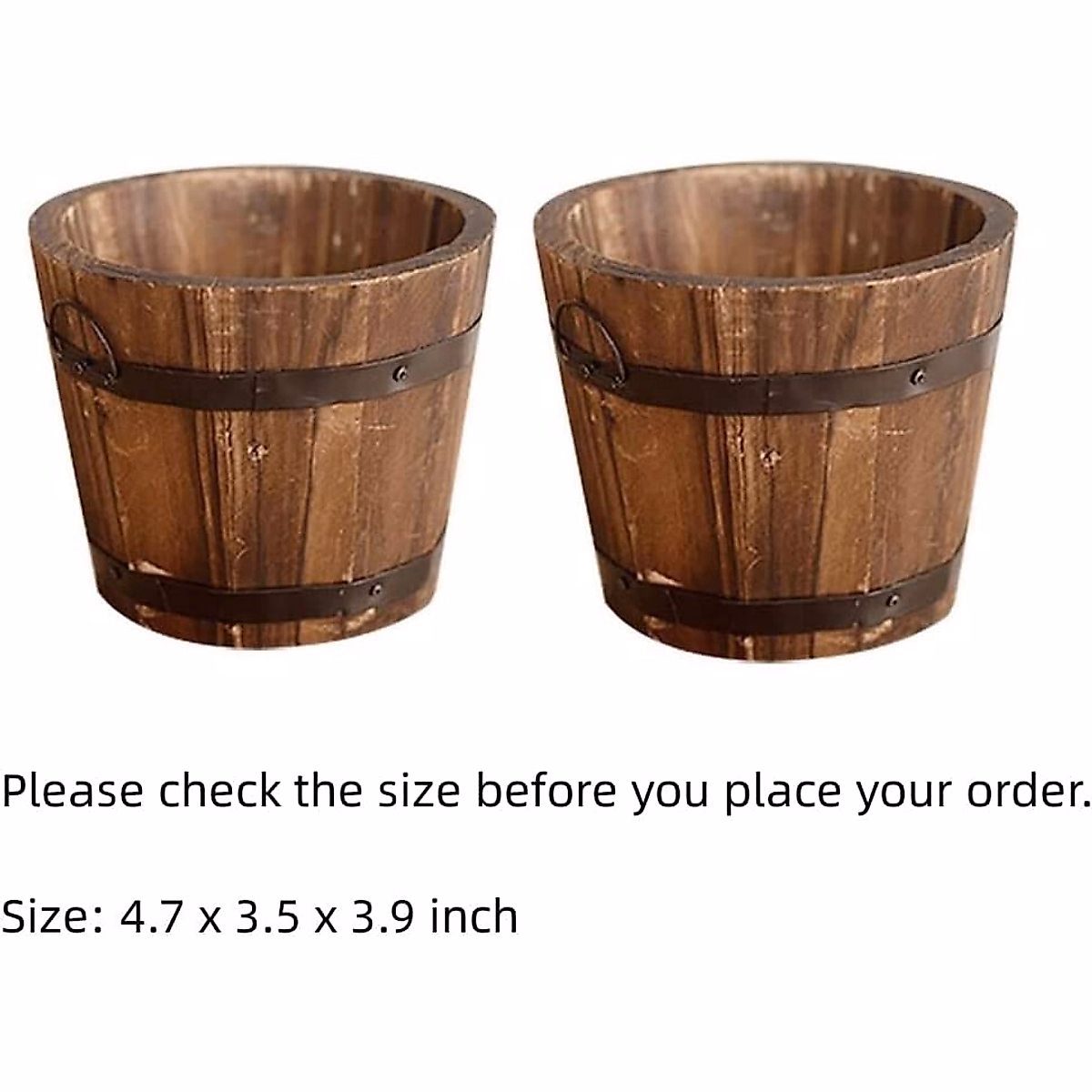 CoscosX 3 Pcs Rustic Wooden Bucket Flower Planter Patio Garden Backyard Planter Outdoor Indoor Home Decor