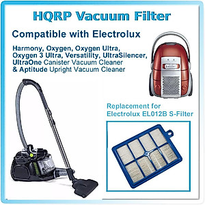 HQRP 2-Pack Hepa Filter compatible with Electrolux EL012B fits Harmony, Oxygen, Oxygen Ultra, Oxygen 3 Ultra Canister, Aptitude Upright Vacuum Cleaners, 1130939-01 S-Filter Replacement