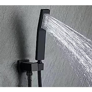 Bathtub Shower System Matte Black Shower Fixtures 10 inch Rain Shower Head and Handle head set with Tub Shower Faucet sets complete