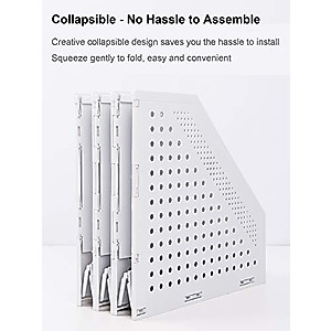 Leven/Deli Collapsible Magazine File Holder/Desk Organizer for Office Organization and Storage with 3 Vertical Compartments