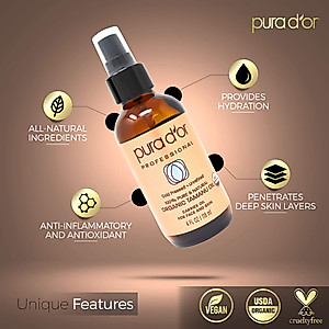 PURA D'OR 4 Oz Organic Tamanu Oil - USDA Certified 100% Pure & Natural Cold Pressed Carrier Oil, Premium Grade Moisturizer Helps Reduce Appearance of Scars & Wrinkles - For Skin & Hair - Men & Women