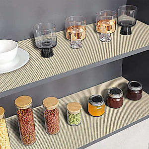 RAY STAR 12X48 Inch Shelf Liner for Kitchen Cabinets, Non-Adhesive Cabinet Liner Washable, PVC Drawer Liner for Dresser Non-Slip Bathroom Beige