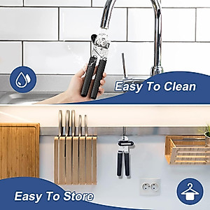 Can Opener Manual, Can Opener Smooth Edge, Food-Safe Multifunctional Can Openers Stainless Steel Manual Can Opener with Non-Slip Handle & Large Knobe, Ultra Sharp Cutting for Seniors with Arthritis