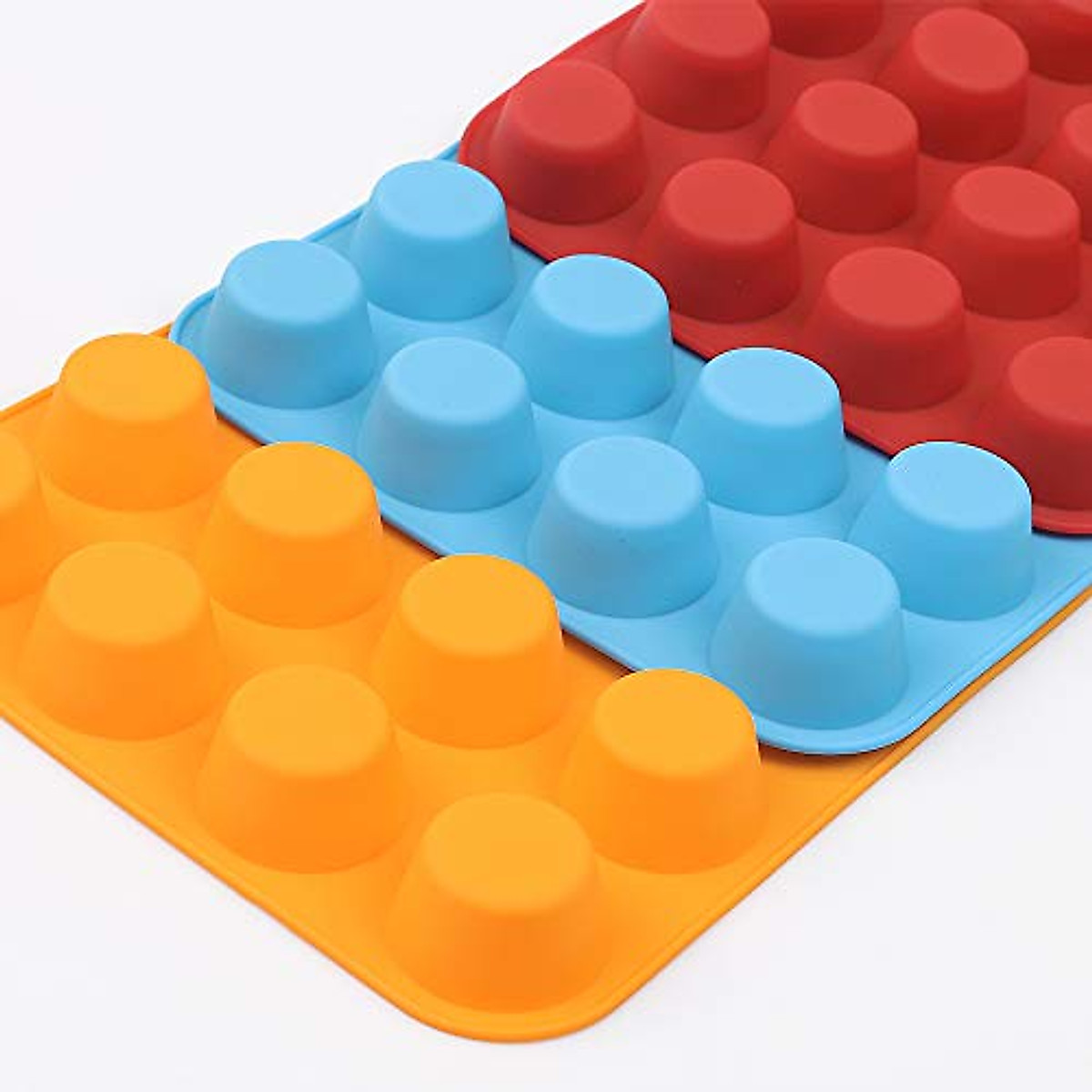 Cozihom Silicone Muffin Pan, Cupcake Pan, 24 Cups, Food Grade Egg Muffin Baking Silicone Molds, Non-stick, 3 Pcs
