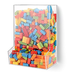 BSSOYAMM Acrylic Wall Toy Dispenser, Self Adhesive Wall Toy Organizer for Kids, Clear Storage Bin for Playroom, No Drilling Toy Storage Wall Mounted for Cars, Blocks,Trains, Darts, Snacks, Balls