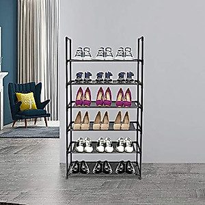 6-Tier Shoe Rack Shoes Storage Organizer Entryway Metal Shoe Holds 18-24 Pairs of Shoes