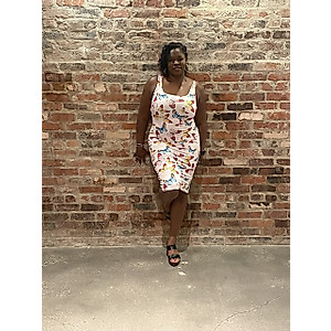 LAGSHIAN Women's Sexy Bodycon Tank Dress Sleeveless Basic Midi Club Dresses Butterfly