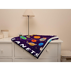 Anydia Just A Boy Who Loves Planets Solar System Blanket Gifts for Planets Solar System Lover 40 x 50 Inch for Kid, Fannel Fleece Throw Blanket Super Soft Throws Blanket for Bed Couch Sofa