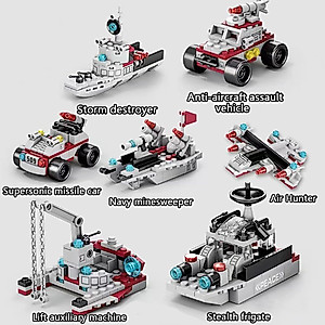 ENHANA Building Block Warship 25 in1 Battleship Building Kits for Kids City Helicopter Military Ship Bricks Kit Educational Toys for Boys Age 6 7 8 9 10 11 12 Years Old 554PCS