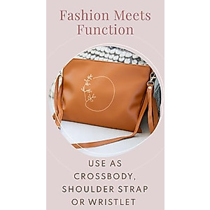 blessed + beloved Travel Wipes Case Crossbody Diaper Bags for Women with Wristlet - Vegan Leather Baby Wipes Dispenser - Diaper Clutch Bag with Separate Baby Wipe Holder Pouch - Boho Design Baby Wipe