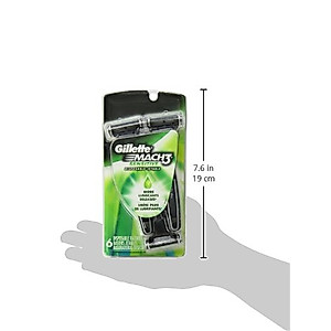 Gillette Mach3 Disposable Razors for Men, 6 Count, Designed for Sensitive Skin