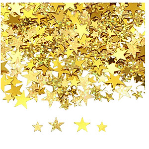 Star Confetti Star Table Confetti Metallic Foil Stars Sequin 6-10 mm for Halloween Birthday Graduation Party Wedding Decorations,Makeup Hobbies- 60 Grams/ 2.1 Ounce (Gold)