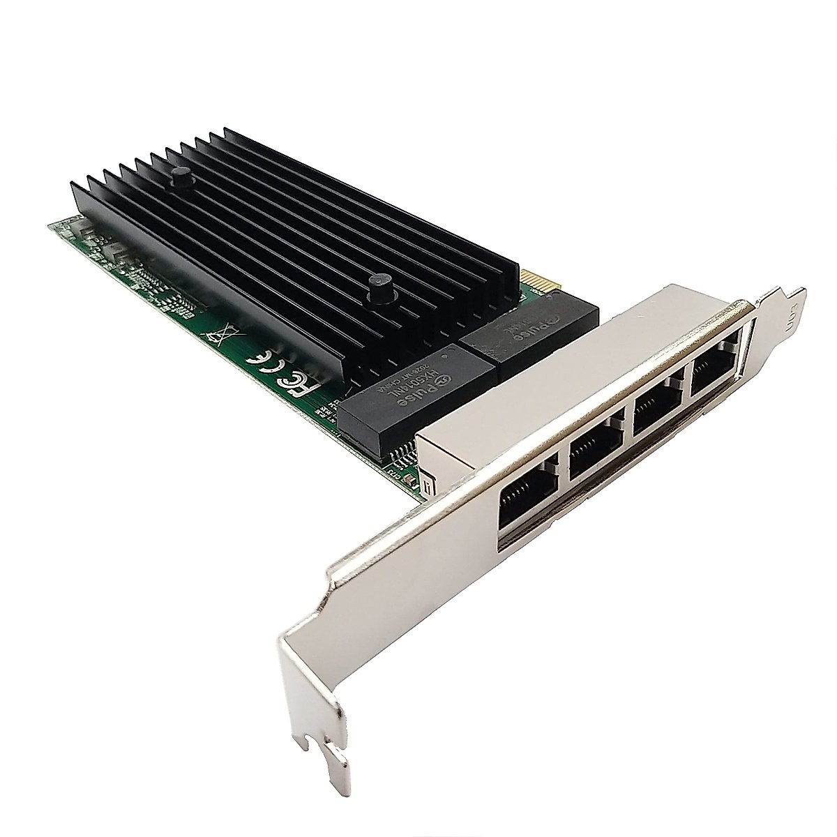 HINYSENO 4 Port RJ-45 10/100/1000Mbps PCI-Express x 4 Gigabit Ethernet Server Adapter Quad-Port Network Interface Controller Card for Intel 82576 Chipset, Compare to Intel 82576