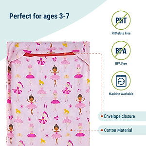 Wildkin Kids Nap Mat Cover for Boys & Girls, Sewn-in Flap Design Rest Mat Cover, Perfect for Preschool and Daycare, Fits Our Vinyl Nap Mat up to 1.5 Inches Including Basic Sleep Mat (Ballerina)