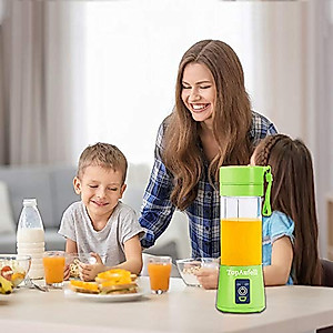 TopAufell Portable Blender,USB Rechargeable Personal Mixer,380ML Mini Blender for Fruit Smoothies and Milkshakes with Six Blades in 3D,Handheld Blender Suitable for Travel,Gym,Outdoor Sport(Green)