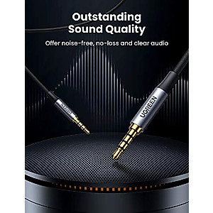 UGREEN 3.5mm Audio Cable Braided 4-Pole Hi-Fi Stereo TRRS Jack Shielded Male to Male AUX Cord Compatible with iPad, Samsung Phones, Tablets, Car Home Stereos, Headphones, Speaker, 3FT