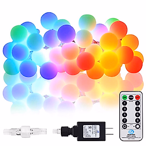Colored Led Globe String Lights - 100 Mini LED Christmas Lights 8 Modes Remote Control Waterproof Plug in For Indoor Outdoor Home Garden Patio Party Holiday Decoration (44Ft )