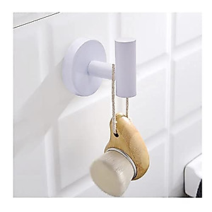 Biomoty Towel Hooks White, 2 Pack SUS304 Stainless Steel Wall Hooks for Hanging, Heavy Duty Coat Robe Clothes Hook Wall Mounted for Bathroom Bedroom Kitchen (White)