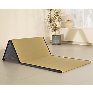 MustMat Tatami Mat Twin XL Japanese Floor Mattress Foldable Bed Frame with Storage Bag Rush Grass 39 x80 x1.4 in (Black)