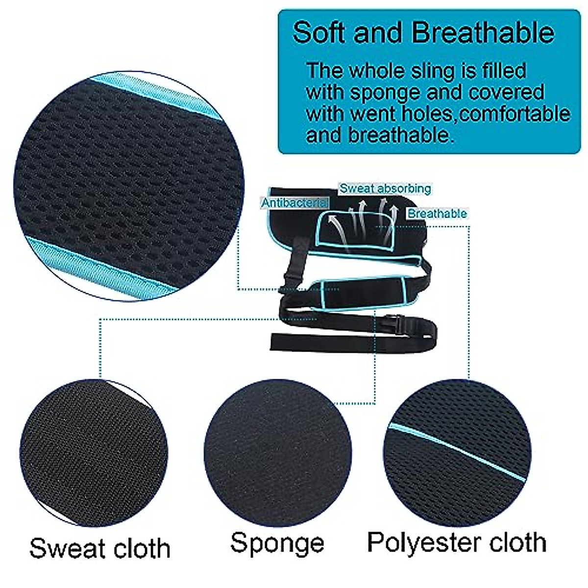 FUUXOO Arm Sling Shoulder Immobilizer,Rotator Cuff Support Brace,Comfortable Medical Sling for Shoulder Injury,Left and Right Arm,Men and Women,large pockets,for Broken,Dislocated,Fracture,Strain