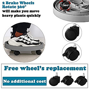 3 Pack Plant Caddy with Wheels Rolling Plant Stand with Wheels 13 Inch Plant Dolly Heavy Duty Large Potted Plant Mover with Casters for Indoor and Outdoor, Grey