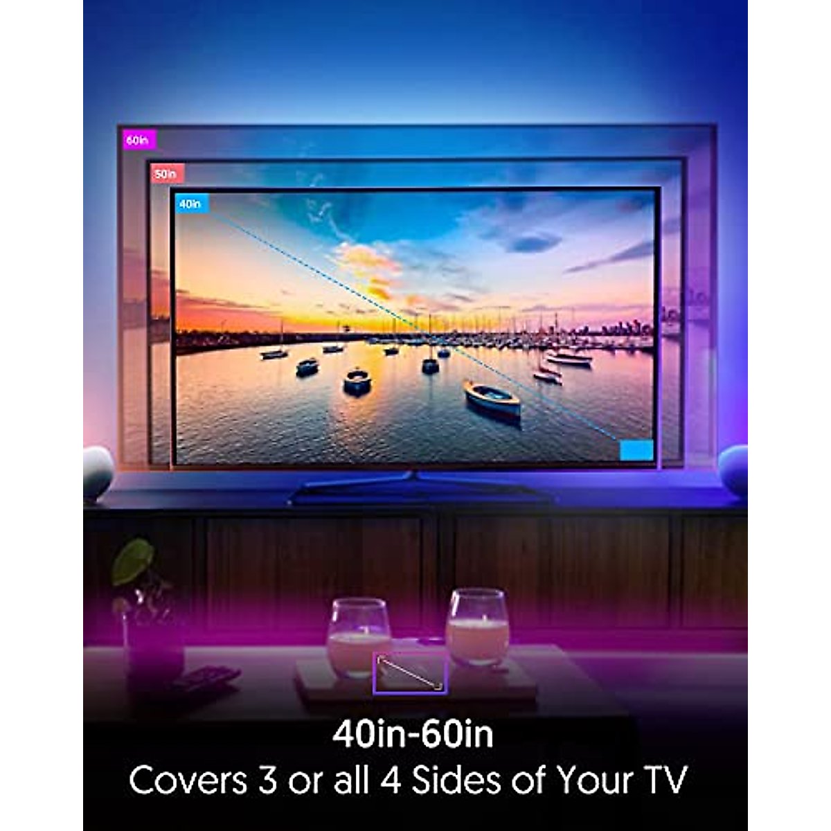 Avatar Controls TV LED Backlights, 9.8FT Smart LED Lights for Behind TV with Music Sync 16 Million Colors Changing RGB Strip Lights Works with Alexa Google Home for 40-60 inch TVs, WiFi APP Control