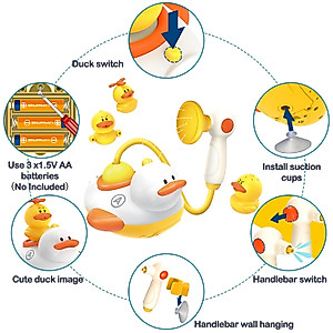 Little Bado Electric Baby Bath Toy with Head Shower Duck Spray Water Pool Bathtub Toy for Infants Kids Babies Toddlers Bath Toy for Infants Babies 6-12 Months