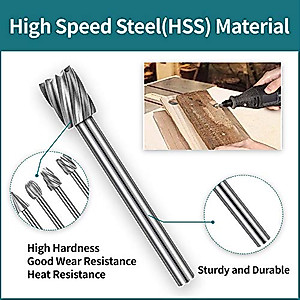 20PCS HSS Rotary Burr Set, Carving Bits and Engraving Router Bit Set for Rotary Tool Accessories with 1/8"(3mm) Shank for Woodworking, Engraving, Drilling,Grooving