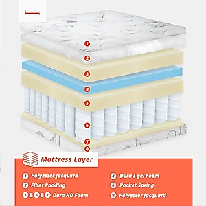 PrimaSleep Full Mattress, 13 Inch Hybrid Mattress, Gel Infused Memory Foam, Pocket Spring for Support and Pressure Relief, CertiPUR-US Certified, Bed-in-a-Box, Firm, Full Size