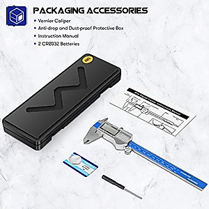 Digital Calliper, 150 mm Stainless Steel Measuring Gauge Measuring Tools Splashproof Dustproof with Replacement Battery and Large Display for Household and Industry