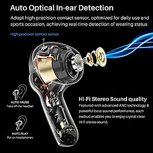 TOZO NC2 Hybrid Active Noise Cancelling Wireless Earbuds, in-Ear Detection Headphones, IPX6 Waterproof Bluetooth 5.2 Stereo Earphones, Immersive Sound Premium Deep Bass Headset, Black (Renewed)